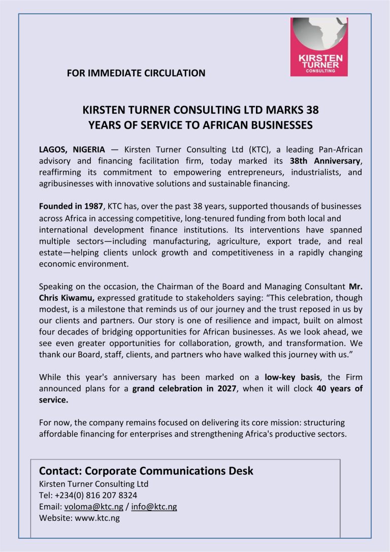 38 years greetings Africa - Kirsten Turner Consulting